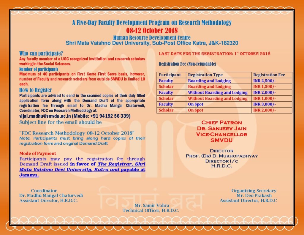 A Five-Day Faculty Development Program on Research Methodology – Shri ...